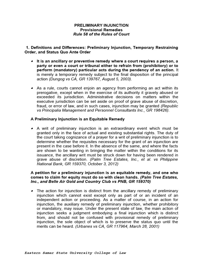 Understanding Preliminary Injunctions | PDF | Injunction | Writ Of Prohibition