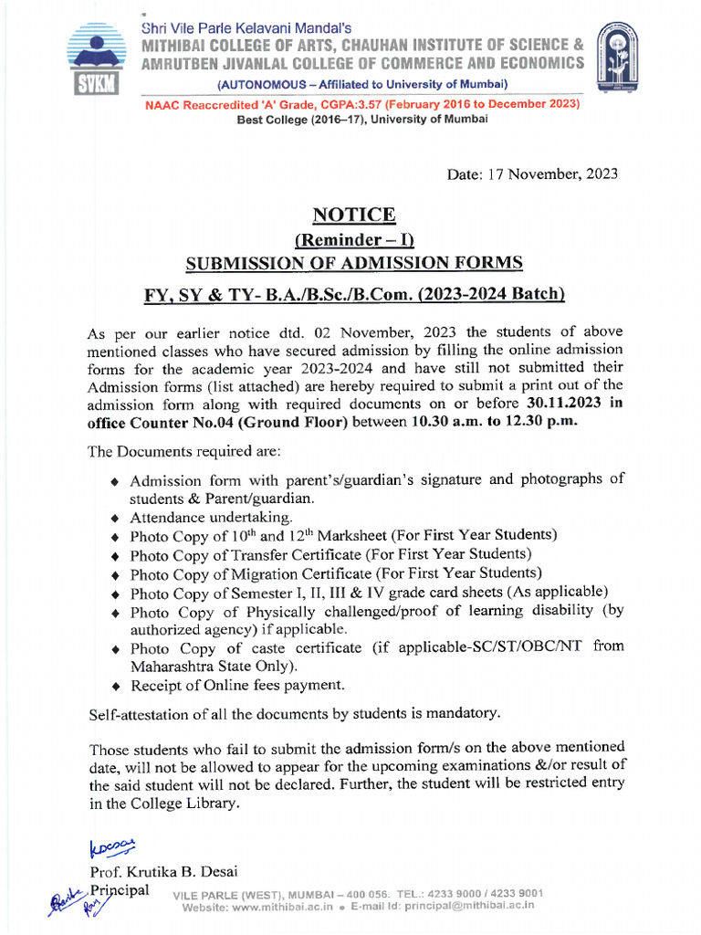 Notice Form Submission | PDF