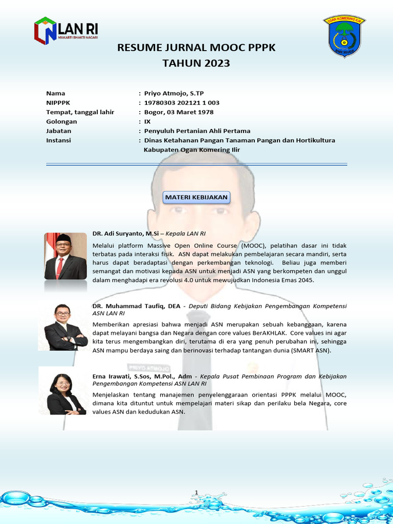 Resume Jurnal MOOC PPPK 2023 | PDF