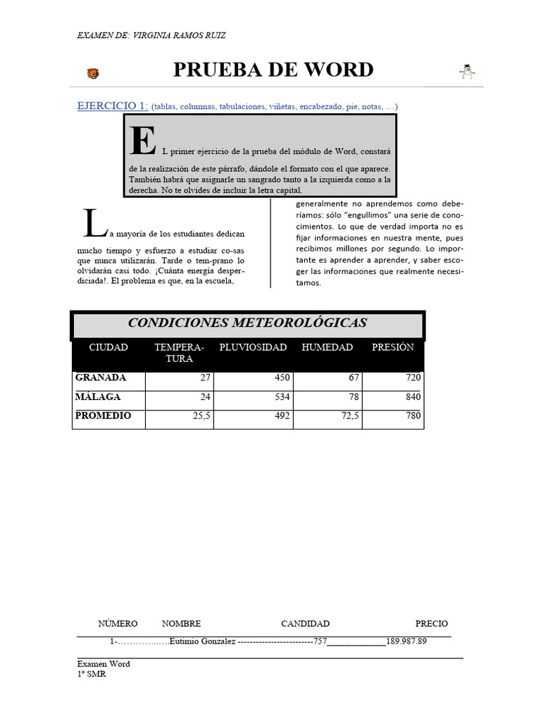 Examen Word Basico-U1-U2-U3 | PDF
