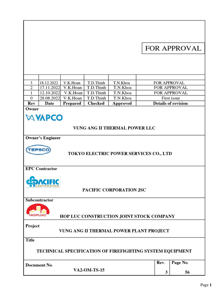 VA2-OM-TS-15 Technical Specification of Fire Fighting System Equipment ...