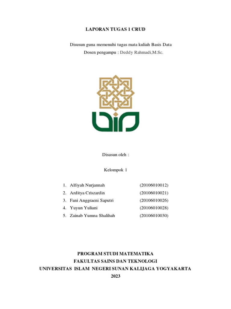 Kelompok 1 Laporan Tugas 1 Crud Basis Data | PDF