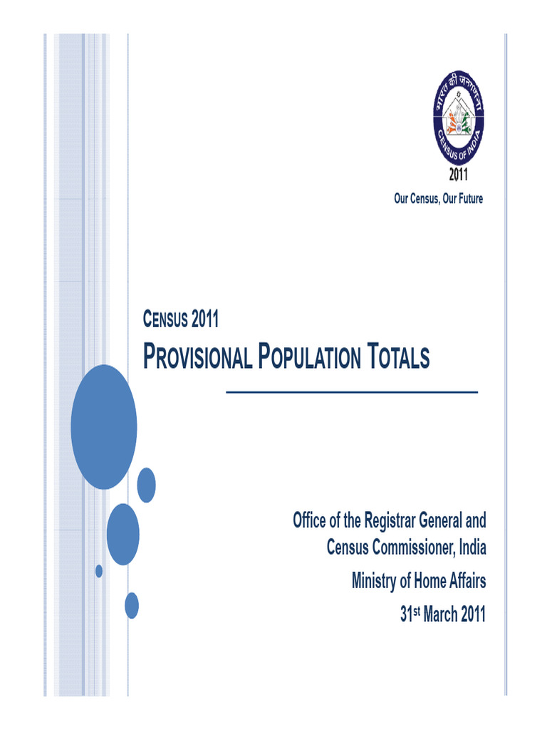 Census of India 2011-Provisional Population Totals 3 | PDF
