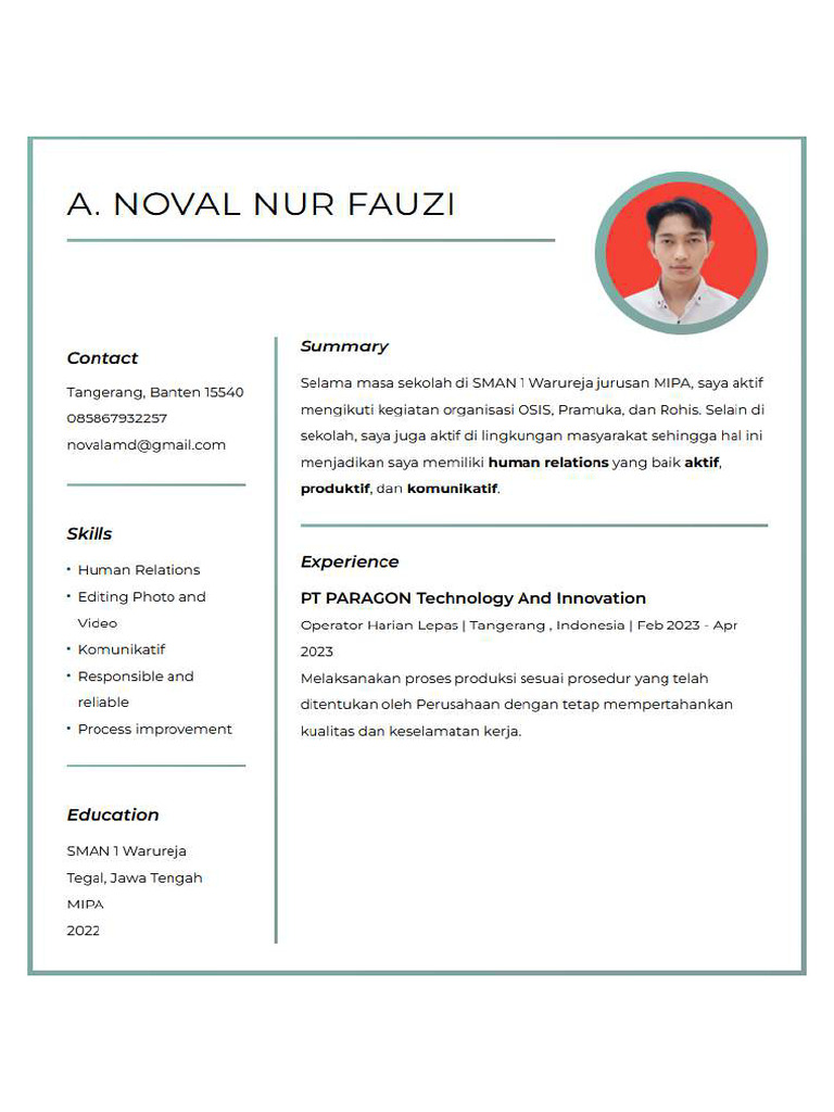 A. Noval Nur Fauzi CV. | PDF