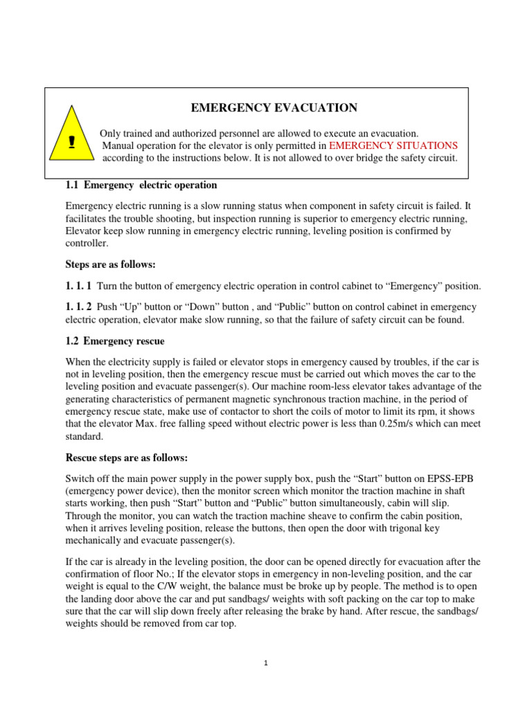 Elevator Emergency Rescue Procedures | PDF | Elevator | Manufactured Goods