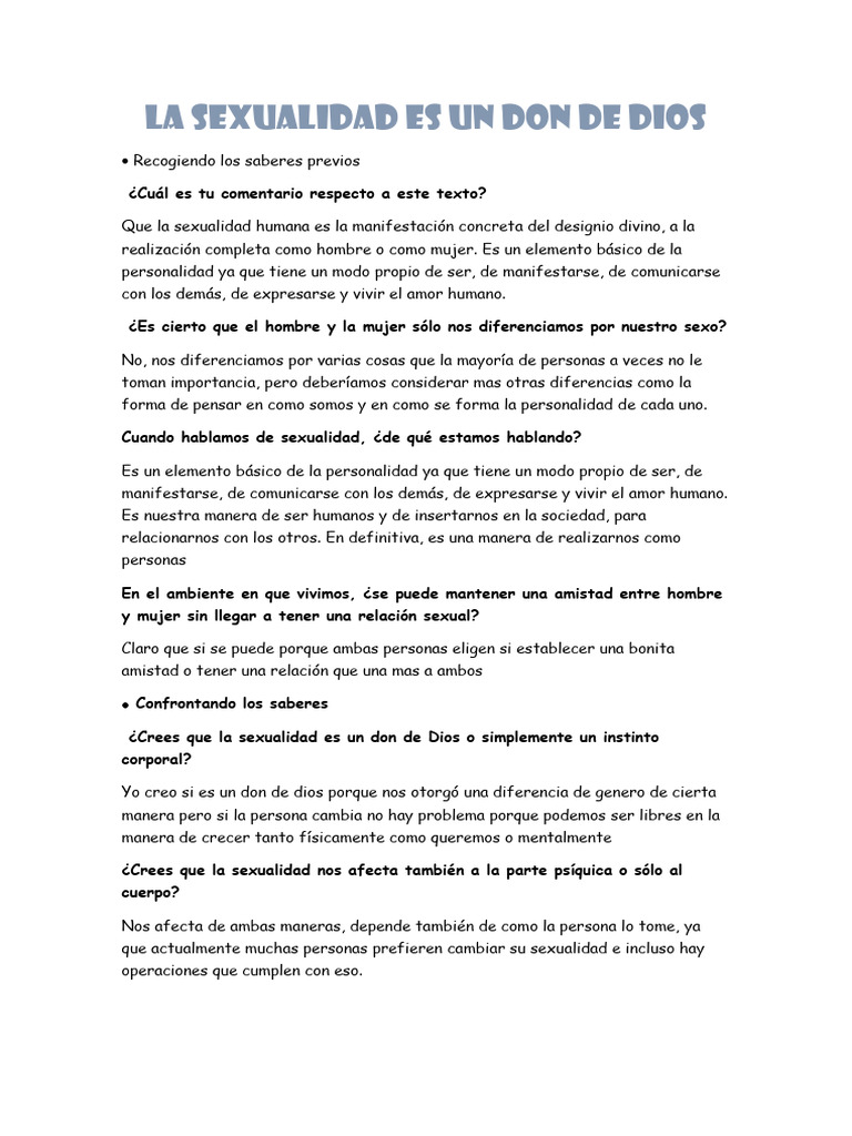 La Sexualidad Es Un Don de Dios | PDF | Amor | La sexualidad humana