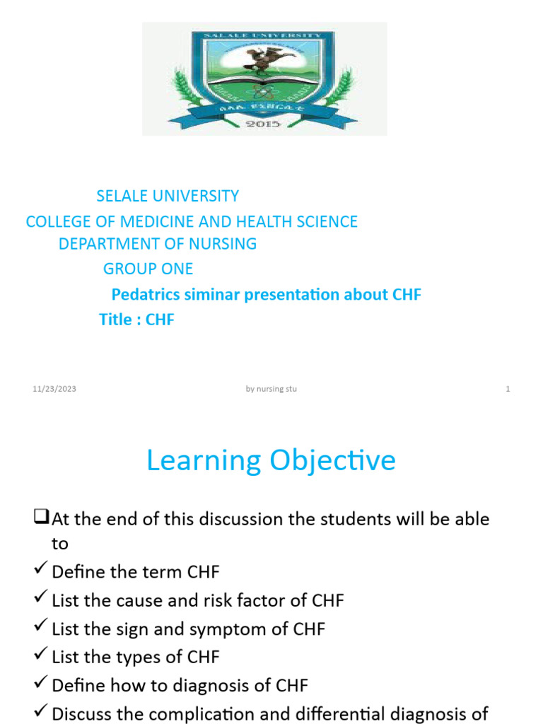 Pediatric CHF Management Seminar | PDF | Heart Failure | Blood Pressure