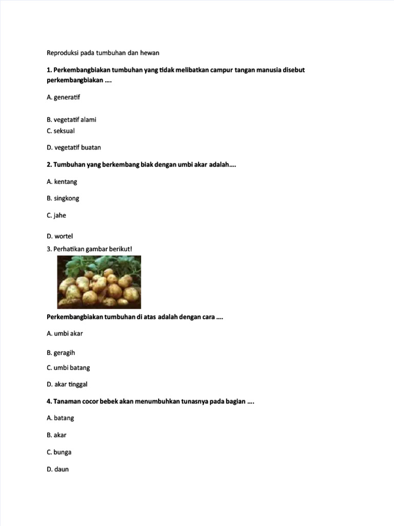 PDF Latihan Soal Reproduksi Tumbuhan Dan Hewan - Compress | PDF | Kesehatan Holistik