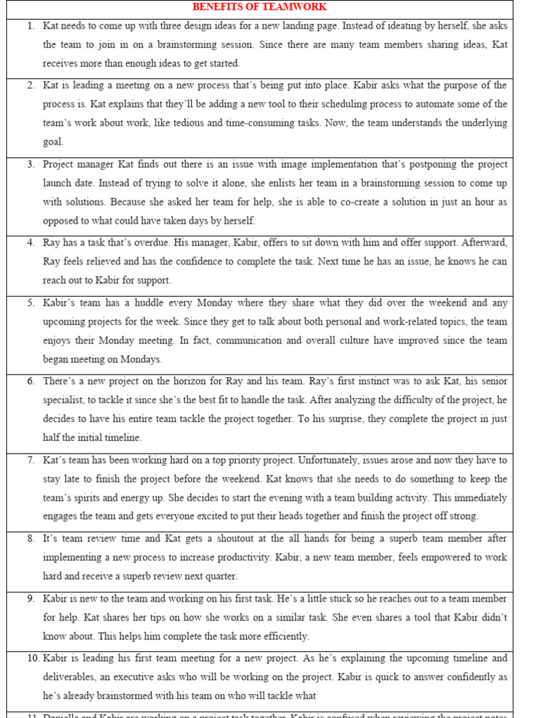 W6 - Team Building - Cases - Benefits of Team Building | PDF ...