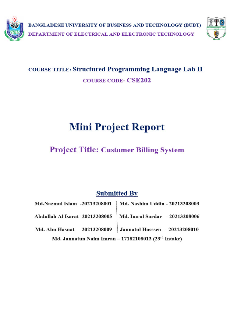 CSE202 Mini Project Report | PDF | Computer Program | Programming
