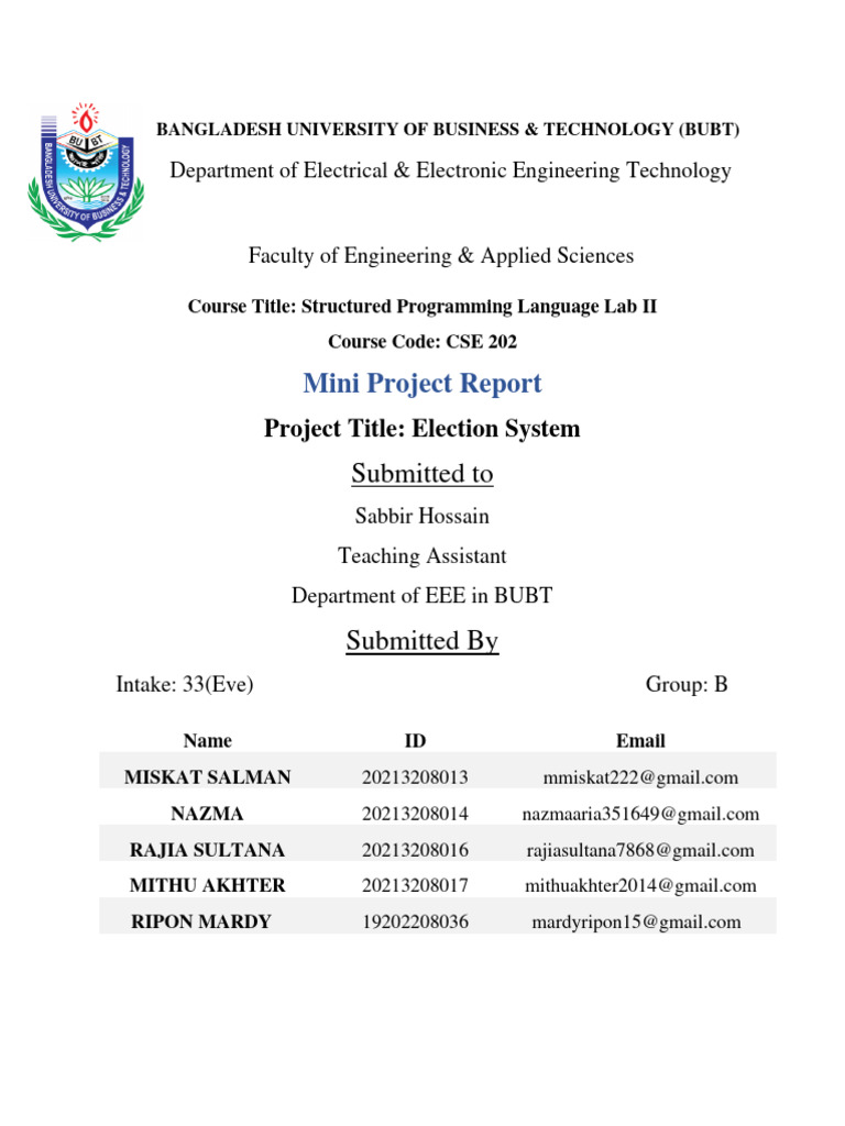 CSE 202 Mini Project Report PDF | PDF | Computer Programming | C++ CSE 202 Mini Project Report PDF | PDF | Computer Programming | C++
