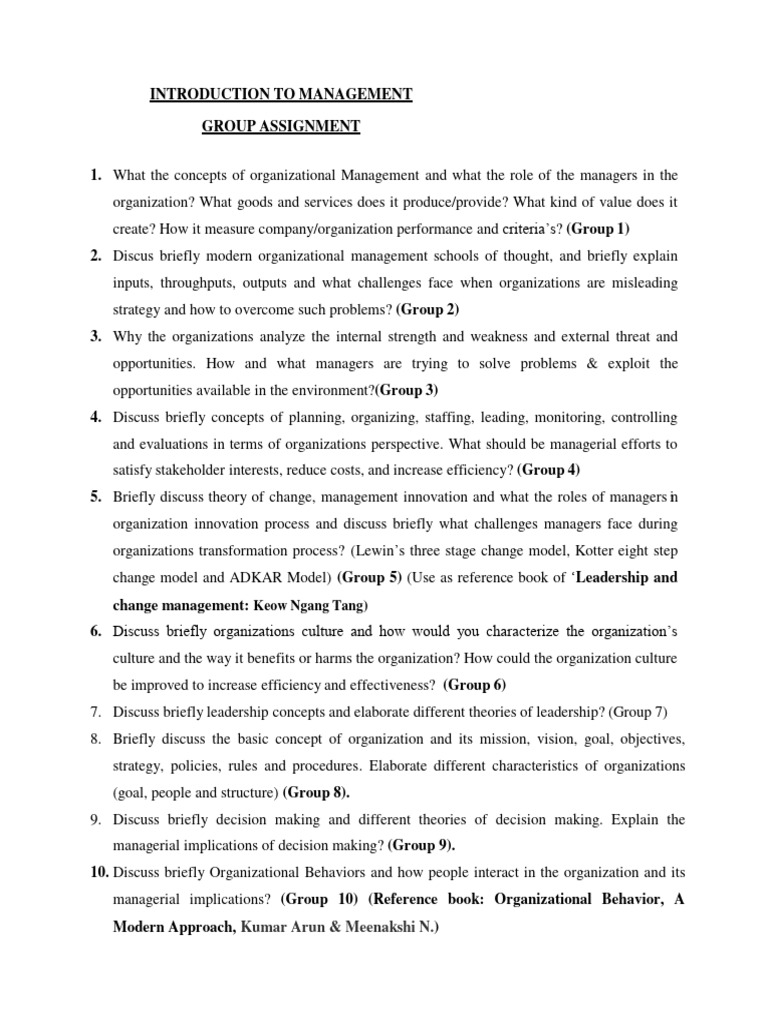 Introduction To Management Group Assignment, 2023 | PDF