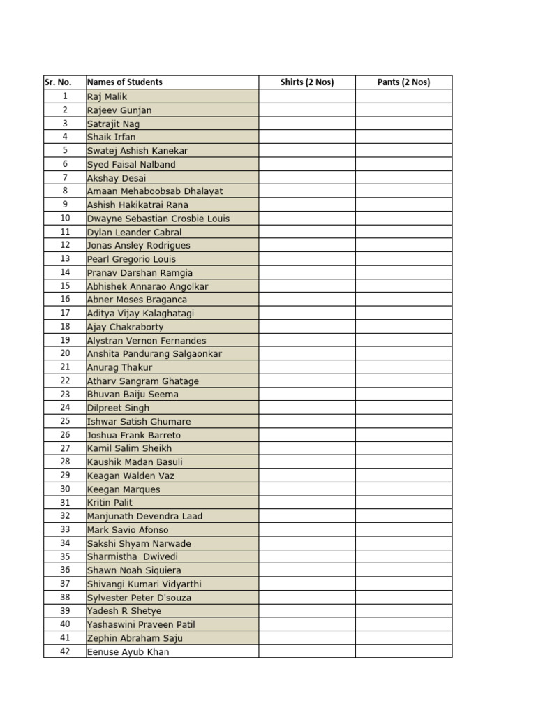 Student List Third Year | PDF