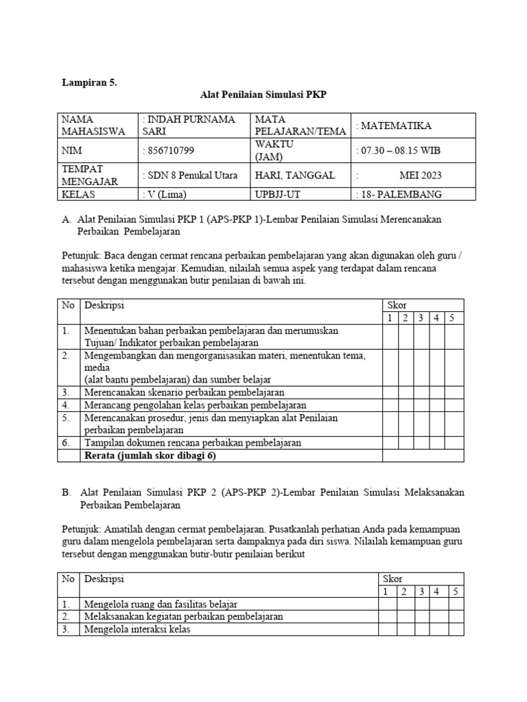 Alat Penilaian Simulasi PKP | PDF