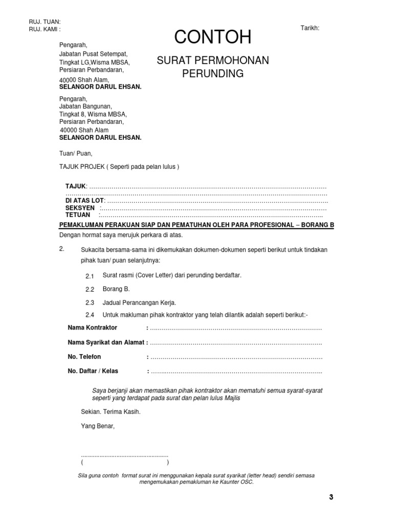 Contoh Surat Perunding | PDF