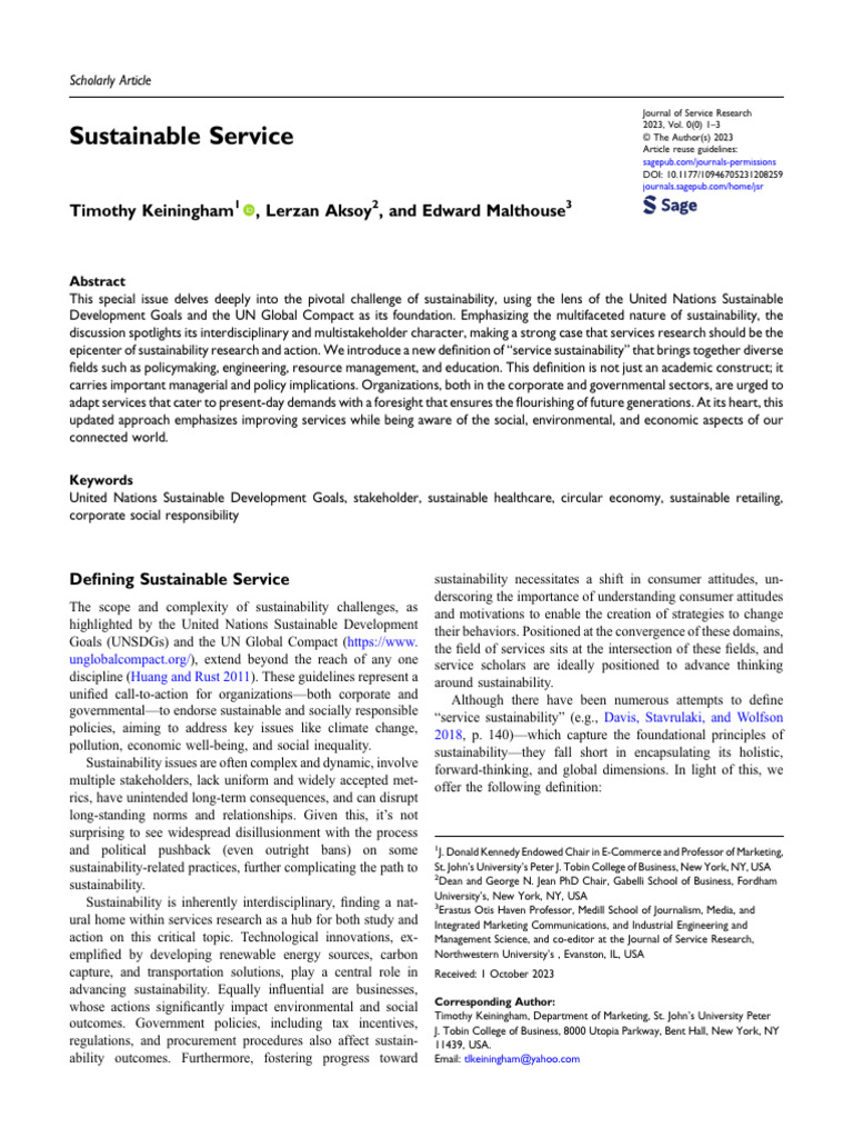 Sustainable Service | PDF | Sustainability | Corporate Social ...