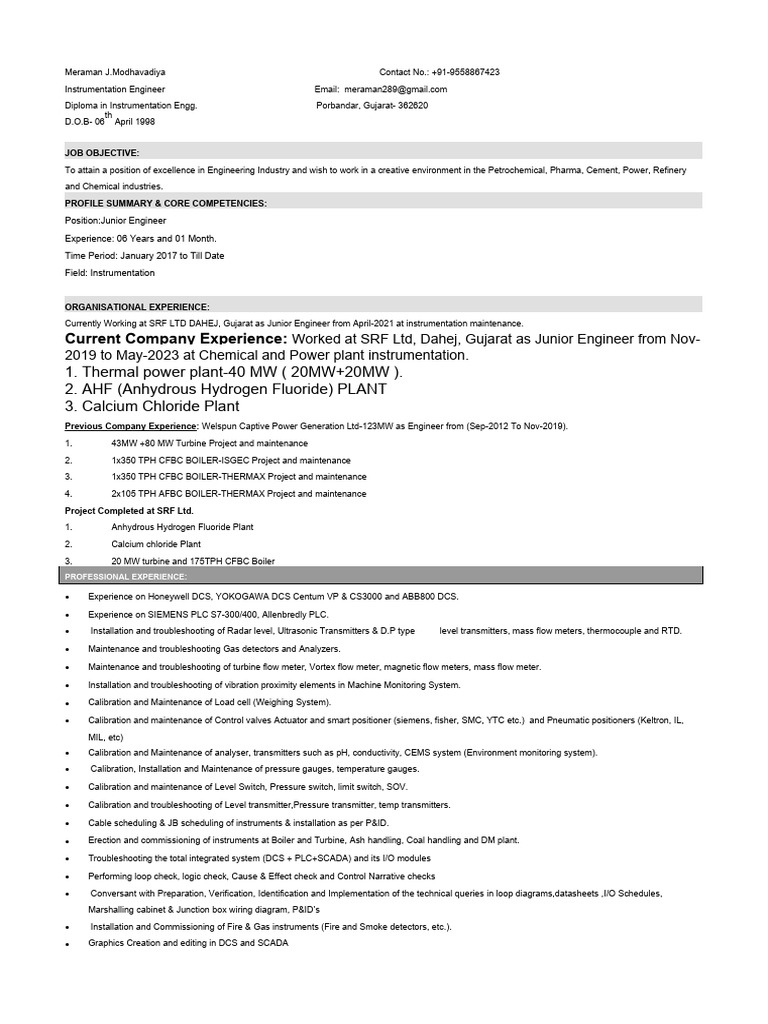 Merman Resume | PDF | Programmable Logic Controller | Flow Measurement
