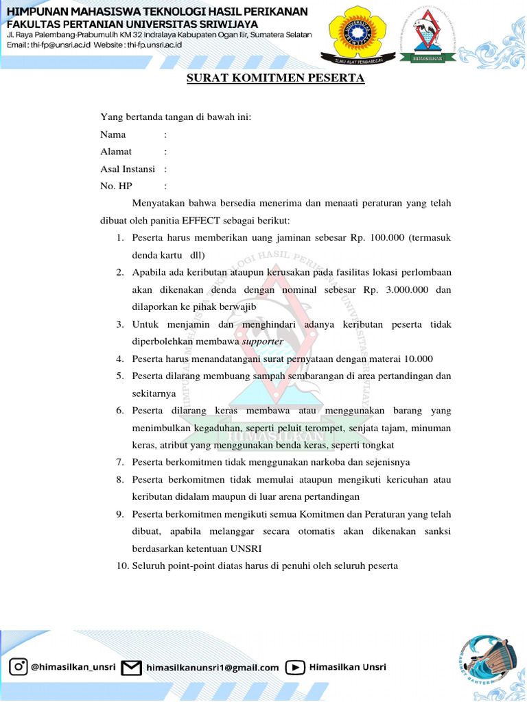 Surat Komitmen Peserta dan Panitia EFFECT | PDF | Ilmu Sosial | Hukum