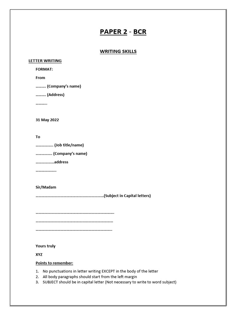BCR - Writing Skills - All Formats | PDF | Ellipsis | Human Communication