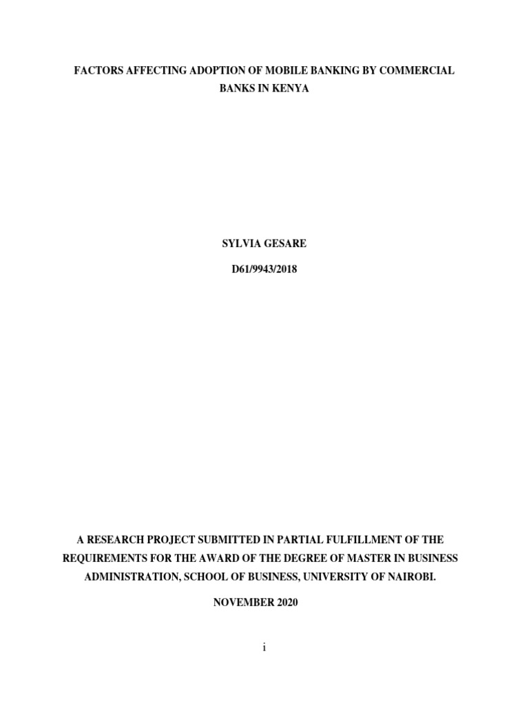 Gesare Factors Affecting Adoption of Mobile Banking by Commercial Banks in Kenya PDF | PDF ...