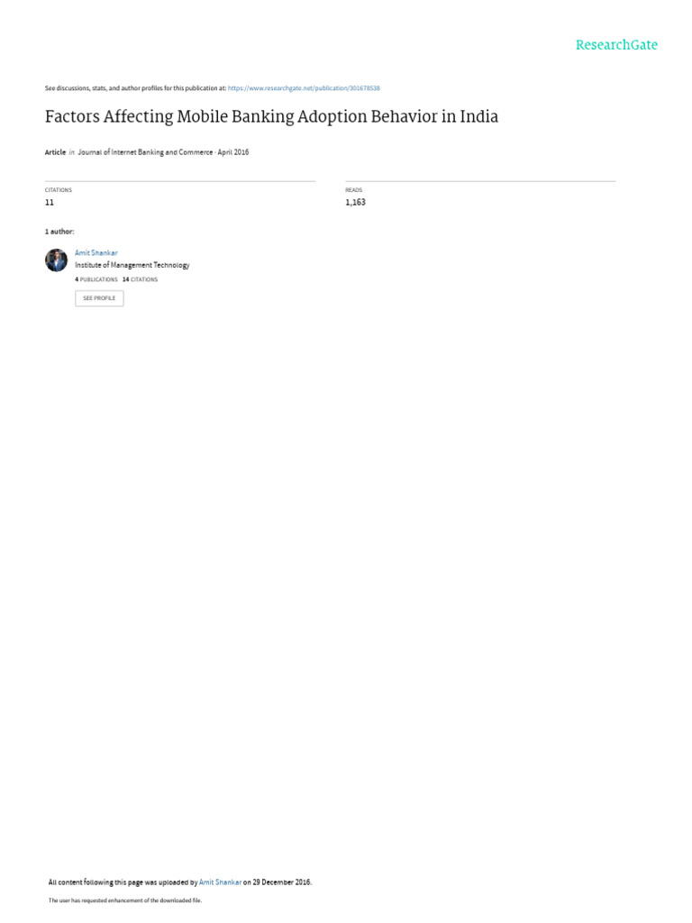 Factors Affecting Mobile Banking Adoption Behavior PDF | PDF | Banks | Factor Analysis