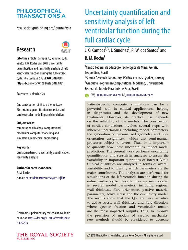 Uncertainty Quantification and Sensitivity Analysis of Left Ventricle Function | PDF ...