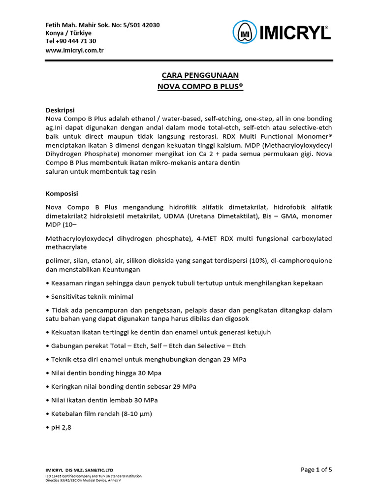 9 - IFU Nova Compo B Plus Bahasa Indonesia | PDF