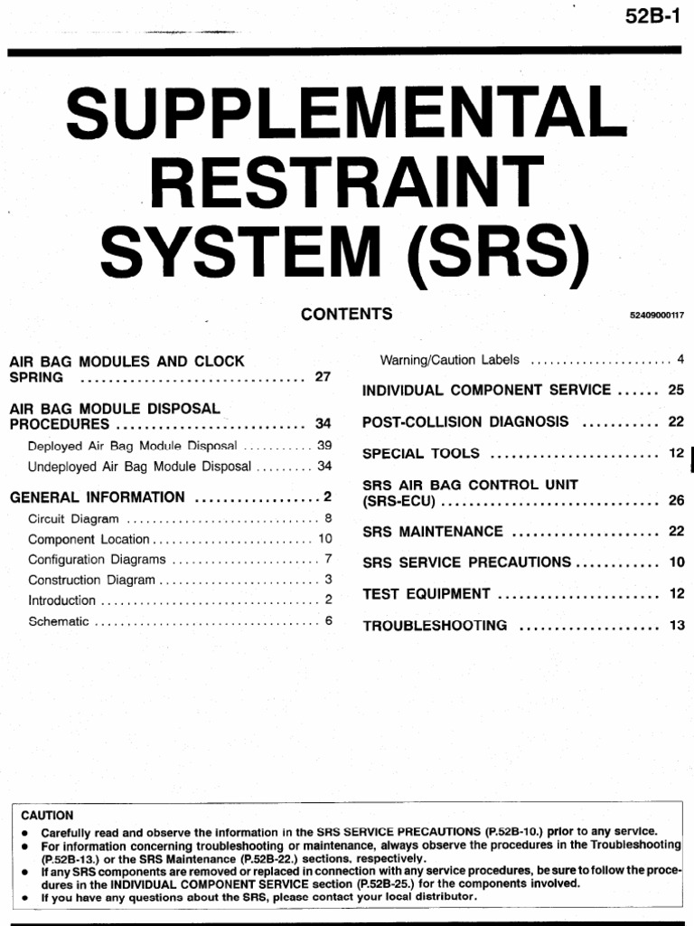 52B SRS | PDF | Airbag | Electrical Connector