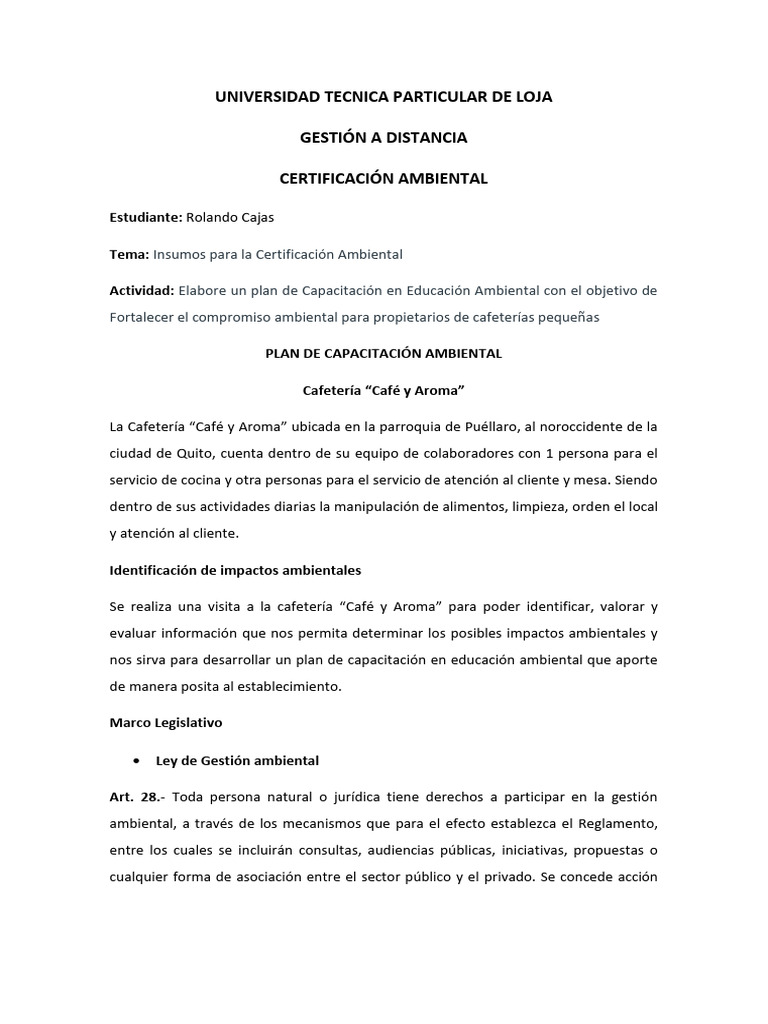 Plan de Capacitacion Ambiental | PDF | Residuos | Refrigerador