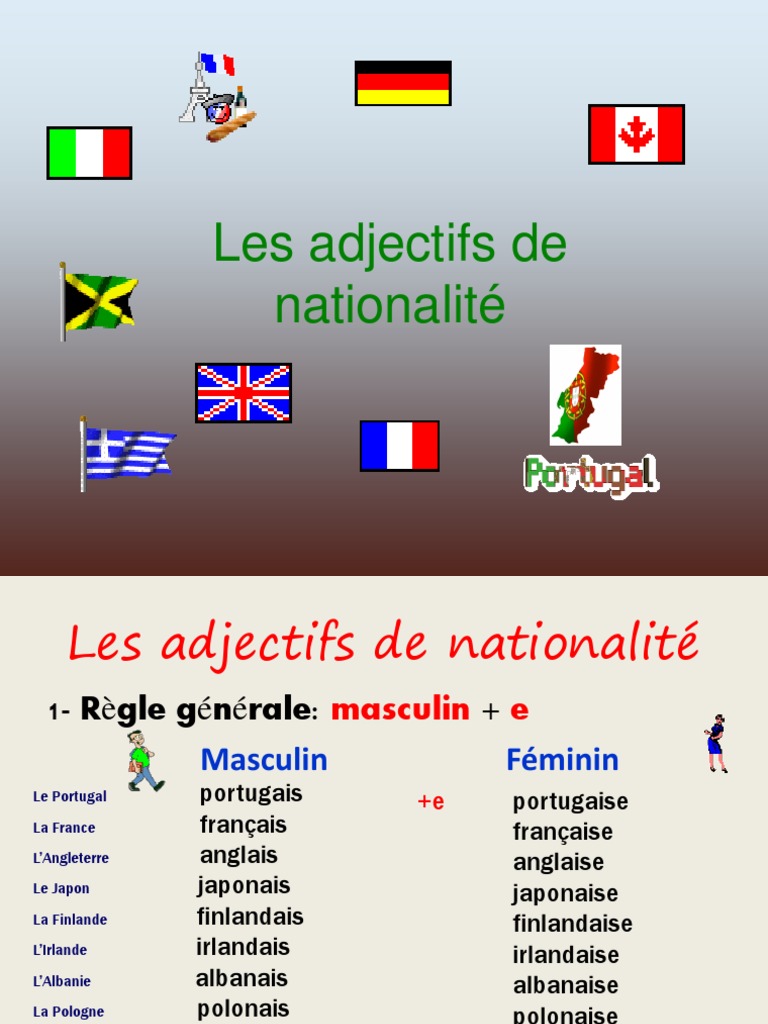 Adjectifs de nationalité en français | PDF