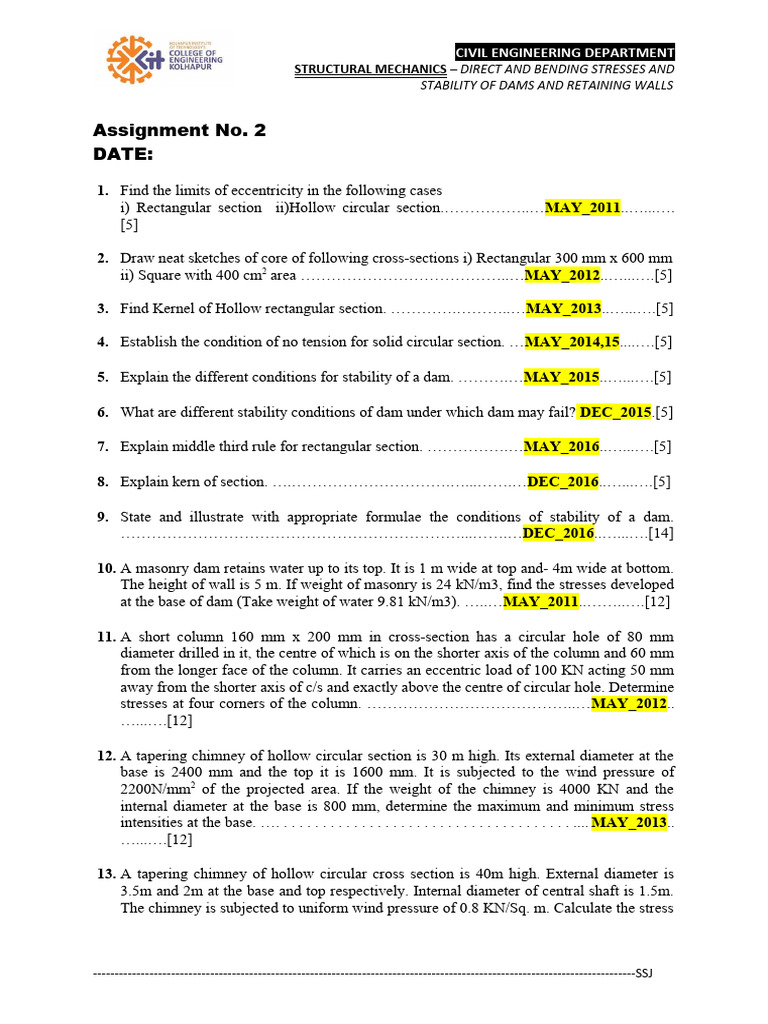 Assignment No. 2 | PDF | Column | Stress (Mechanics)