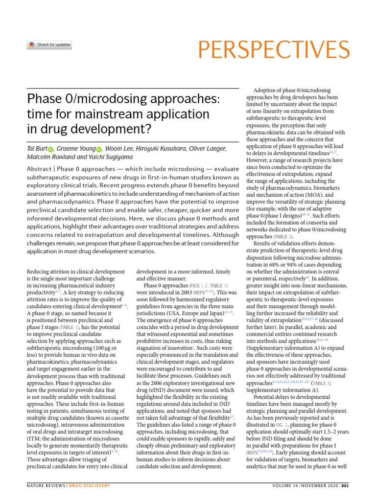 Perspectives: Phase 0/microdosing Approaches: Time For Mainstream Application in Drug ...