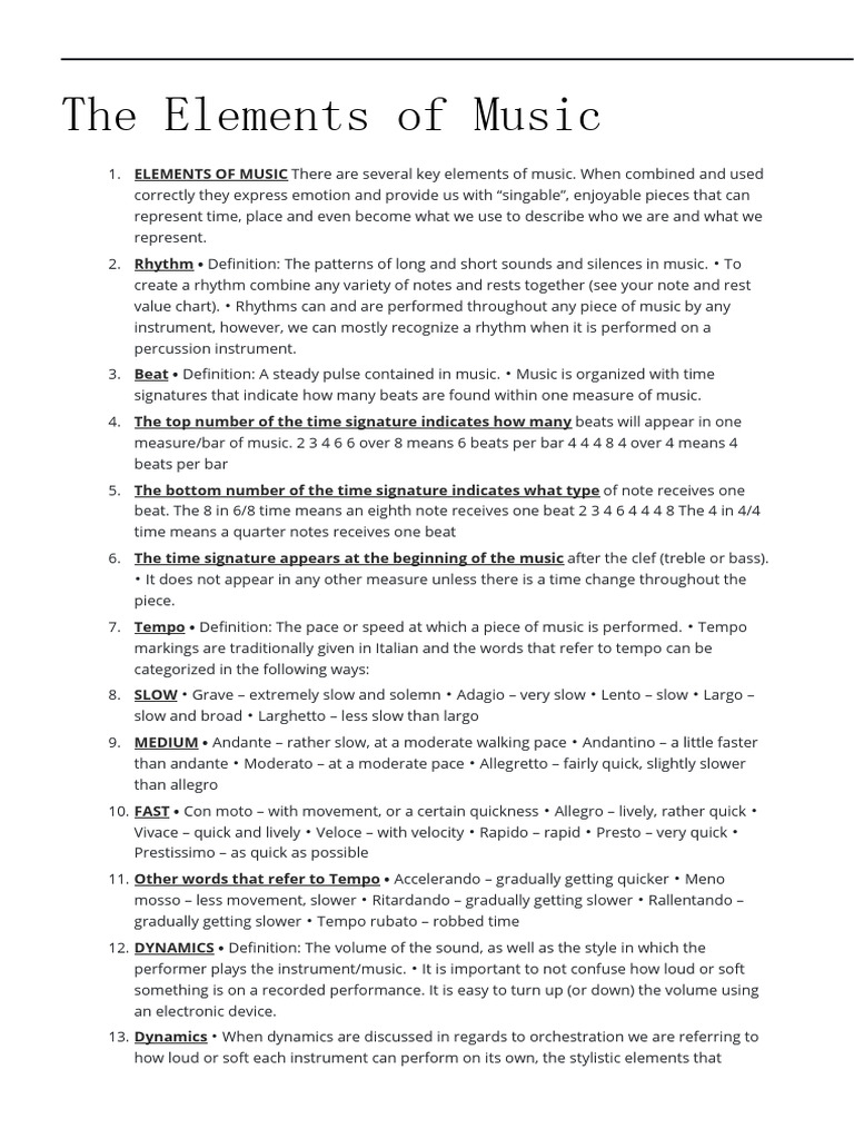 The Elements of Music | PDF | Tempo | Clef