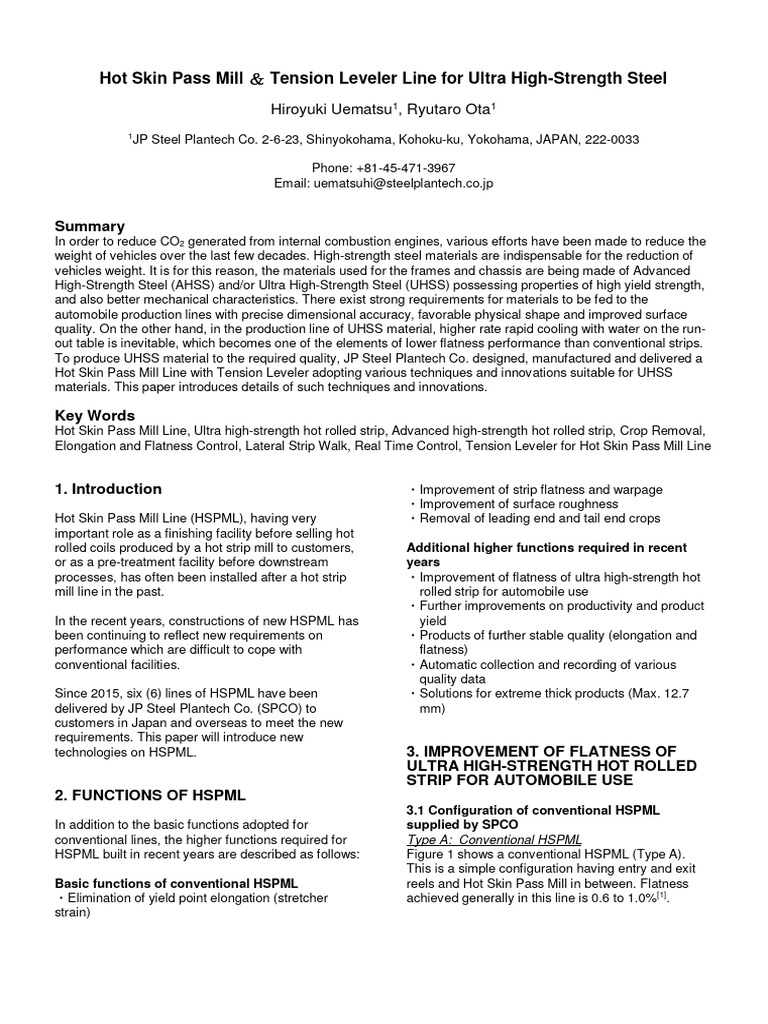 Skin Pass Literature | Download Free PDF | Rolling (Metalworking ...