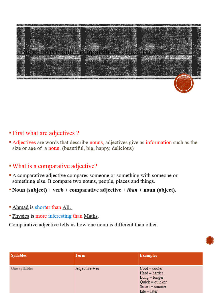 Superlative and Comparative Adjectives Edit | PDF | Adjective | Noun