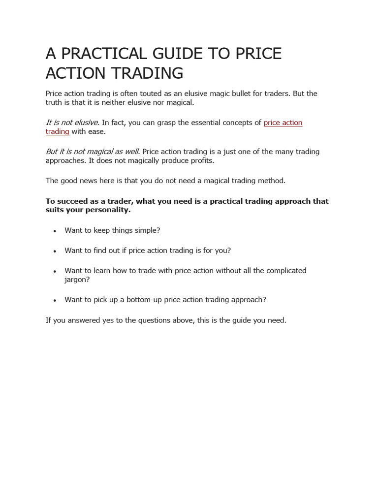 Practical Guide to Price Action Trading | PDF | Financial Markets ...