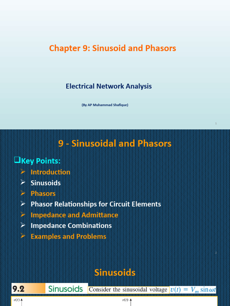 01 - Chapter 09 Sinusoids and Phasors | PDF | Electrical Impedance | Electrical Network