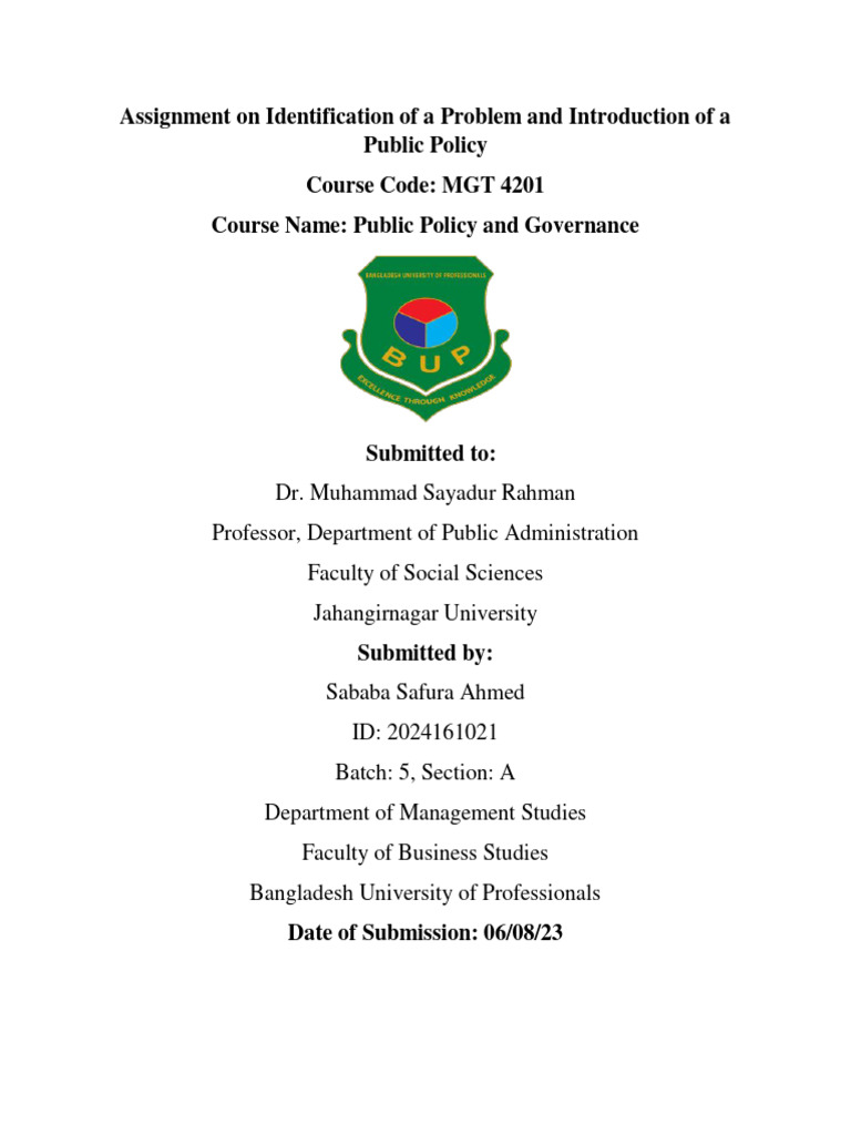 BUP Cover Page Example | PDF