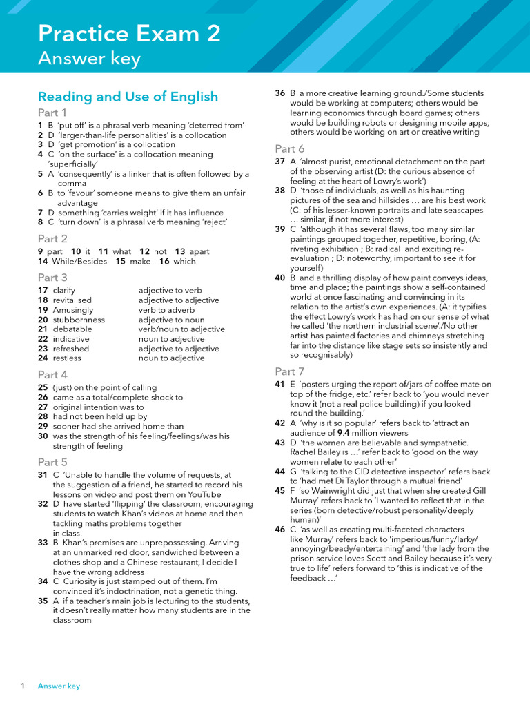 M05 Formula C1 PracticeExam 2 ANS | PDF | Adjective | Mind