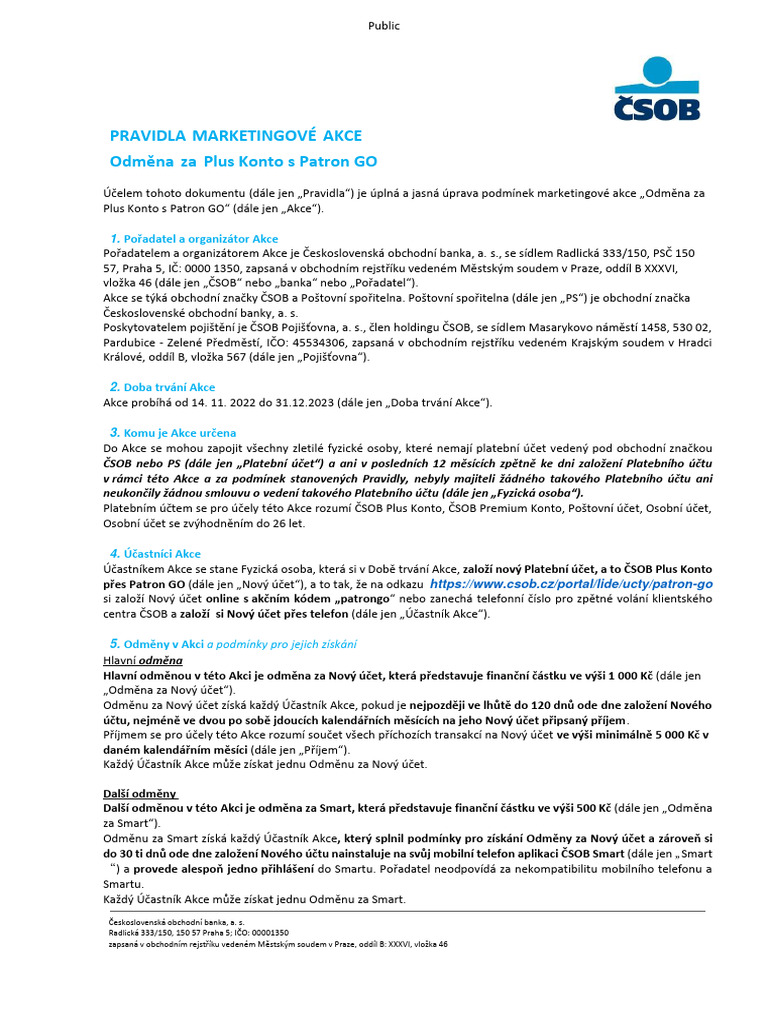 Pravidla Akce Patron Go | PDF