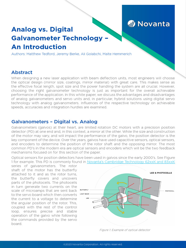 Analog vs. Digital Galvanometer Technology - An Introduction | PDF | Servomechanism | Electrical ...