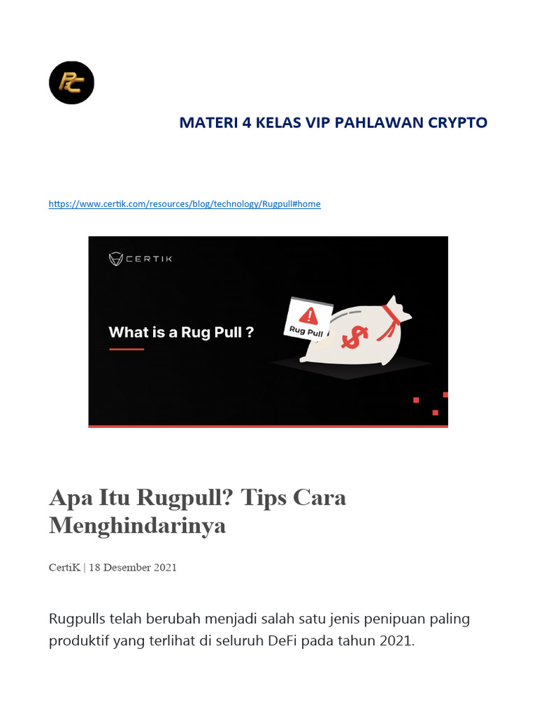 Materi 4 Apa Itu Rugpull Dan Ciri-Cirinya | PDF