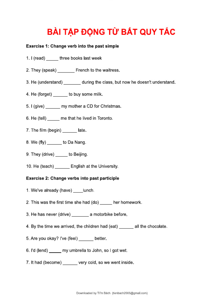 BT Irregular Verb | PDF