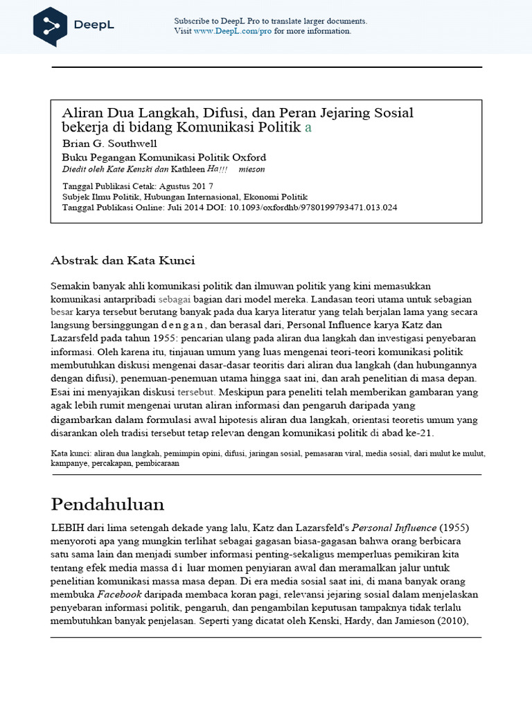 SubIndo Southwell - Two Step Flow of Communication - Compressed | PDF