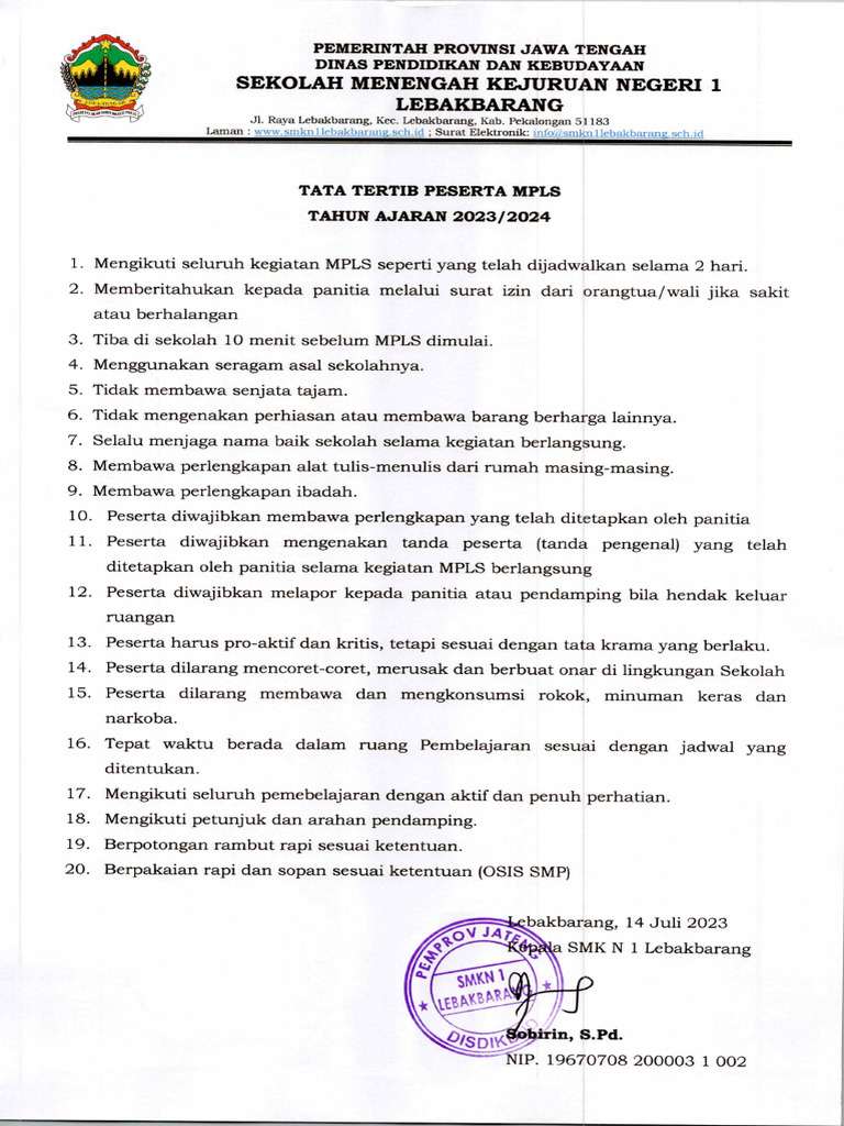 Tatib & Jadwal MPLS 23-24 | PDF