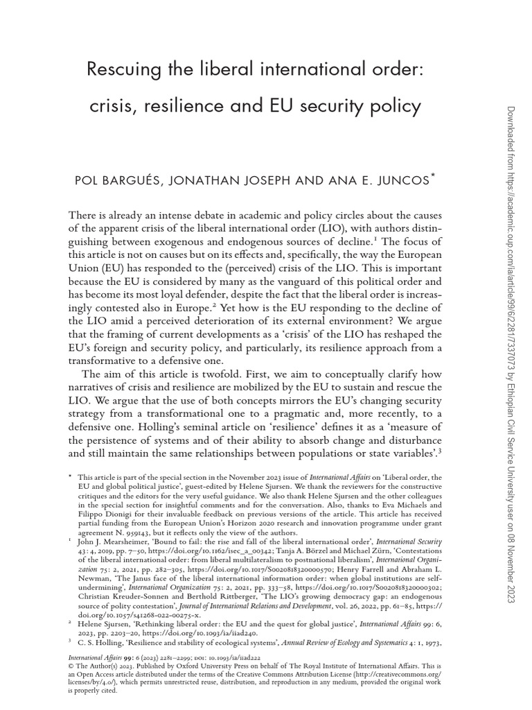 Rescuing The Liberal International Order | PDF | European Union ...