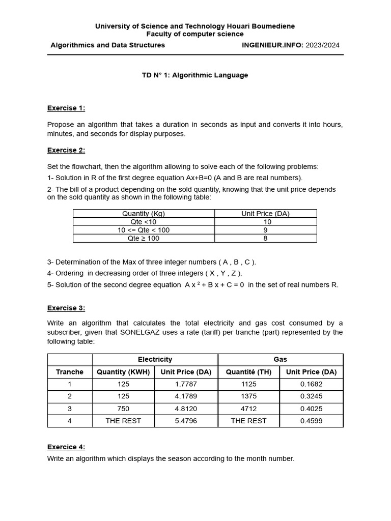 TD 01 | PDF | Numbers | Algorithms