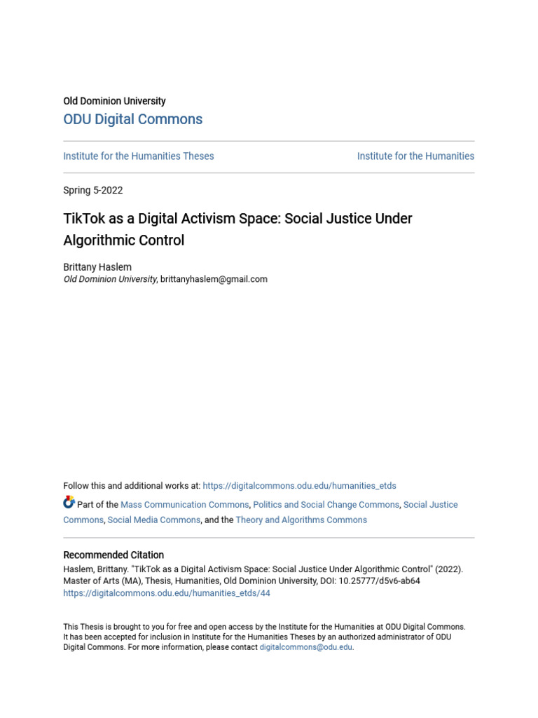 TikTok As A Digital Activism Space - Social Justice Under Algorith ...