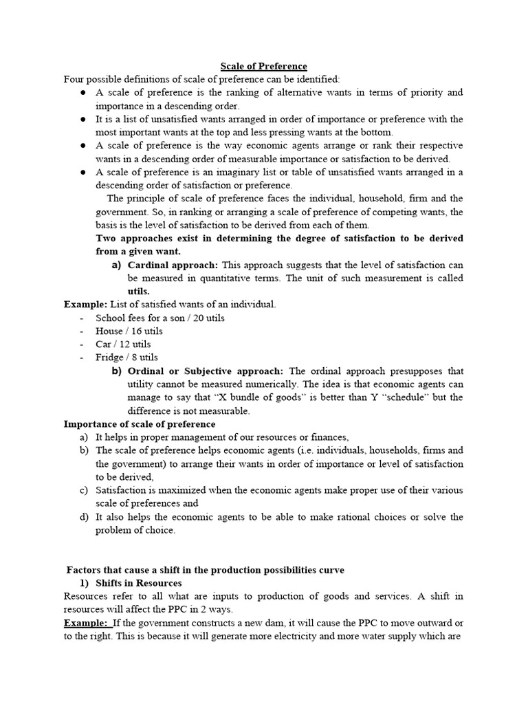 Assignment On Factors Affecting The PPC and Notions On Scale of ...