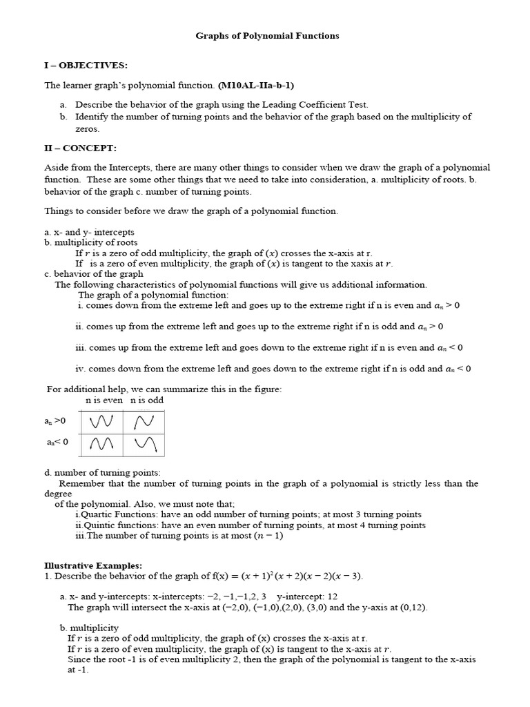 Graphs of Polynomial Functions | PDF | Zero Of A Function | Polynomial
